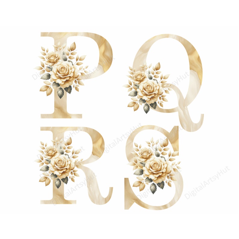 Watercolor Alphabet Letters Bundle Floral Letters Sublimation Letters ...