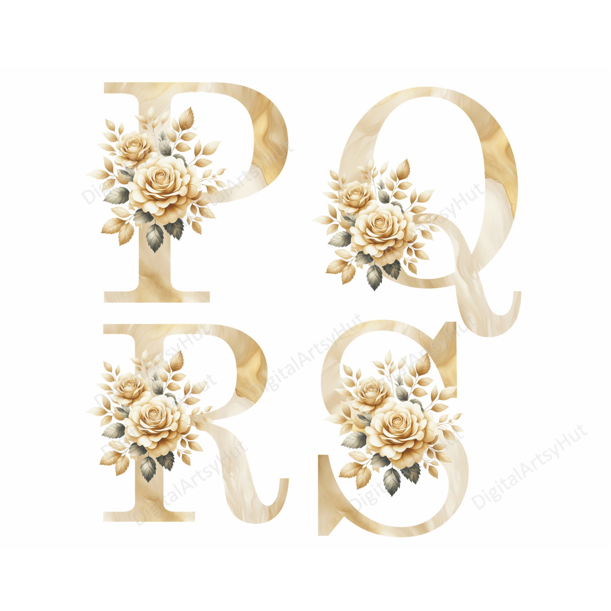 Watercolor Alphabet Letters Bundle Floral Letters Sublimation Letters ...
