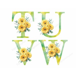 Watercolor Floral Alphabet PNG Bundle: Decorative Letters (digital ...