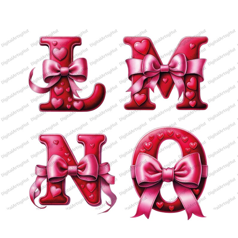 Valentines Watercolor Alphabets Bundle. Valentines Heart Letters PNG ...