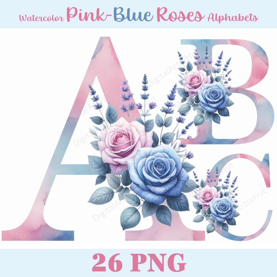 Watercolor Floral Alphabet PNG Bundle: Decorative Letters (digital ...