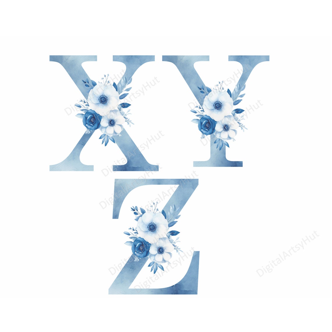 Floral Alphabet PNG Bundle. Watercolor Floral Letters Decorative ...