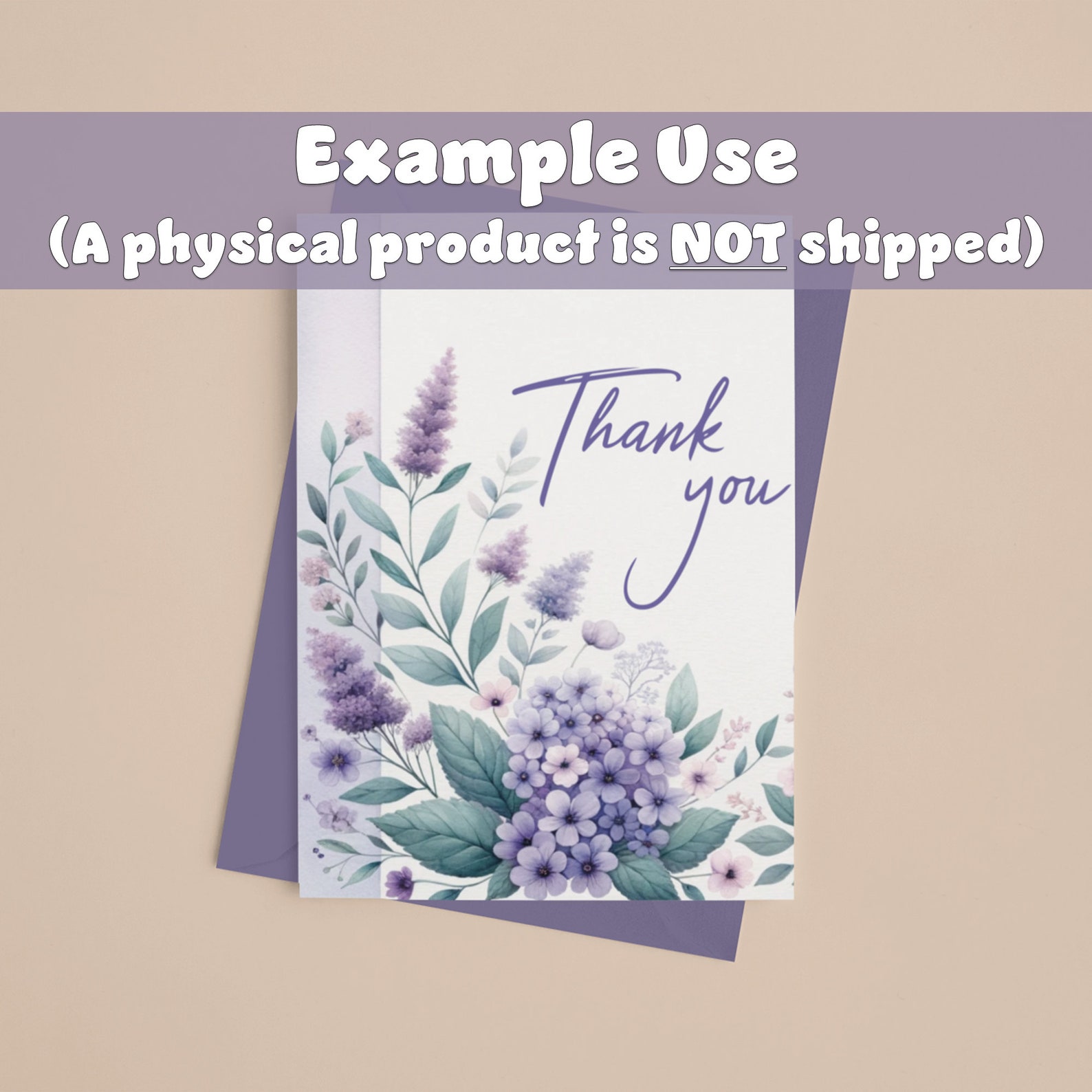 Floral Thank You Card Printable. Watercolor Thank You Note. Print at ...