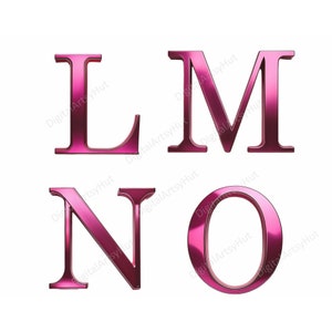 3d Pink Metal Letters Alphabet PNG Bundle. 3d Letters Decorative ...