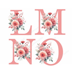 Floral Letter Alphabet Clipart Bundle With Watercolor Florals ...