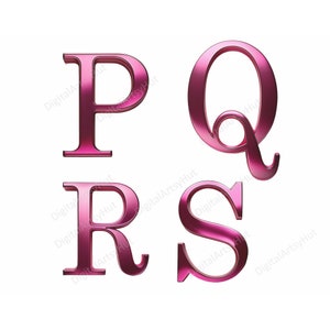 3d Pink Metal Letters Alphabet PNG Bundle. 3d Letters Decorative ...