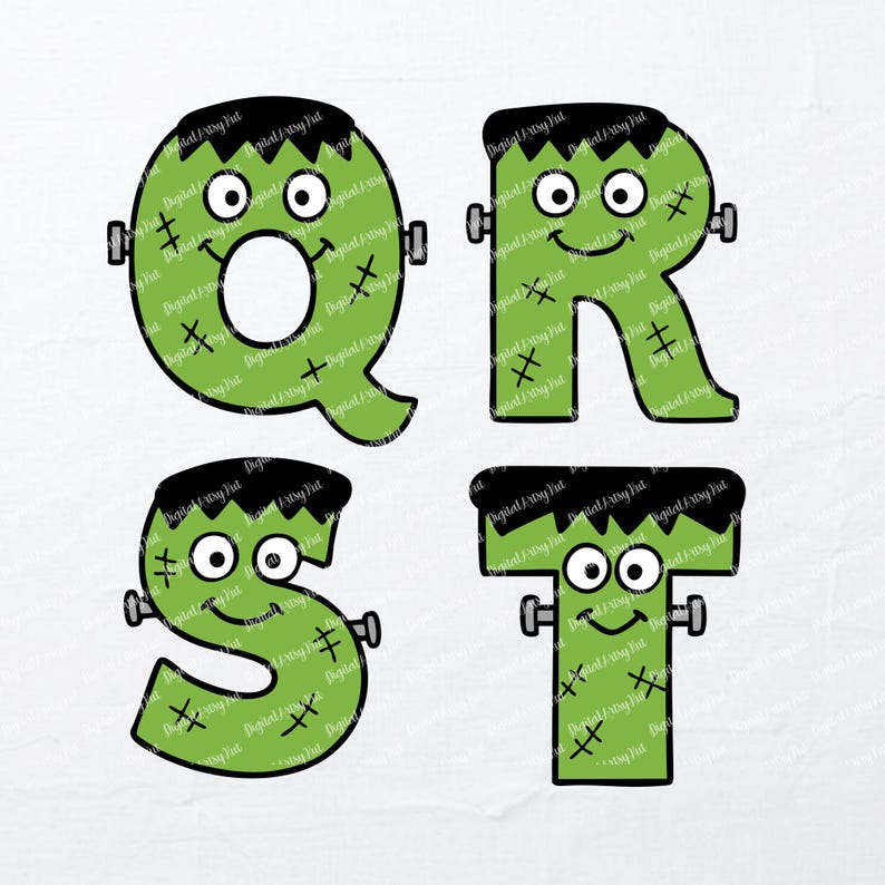 Frankenstein Alphabet PNG: Halloween Monster Letters (instant Download ...