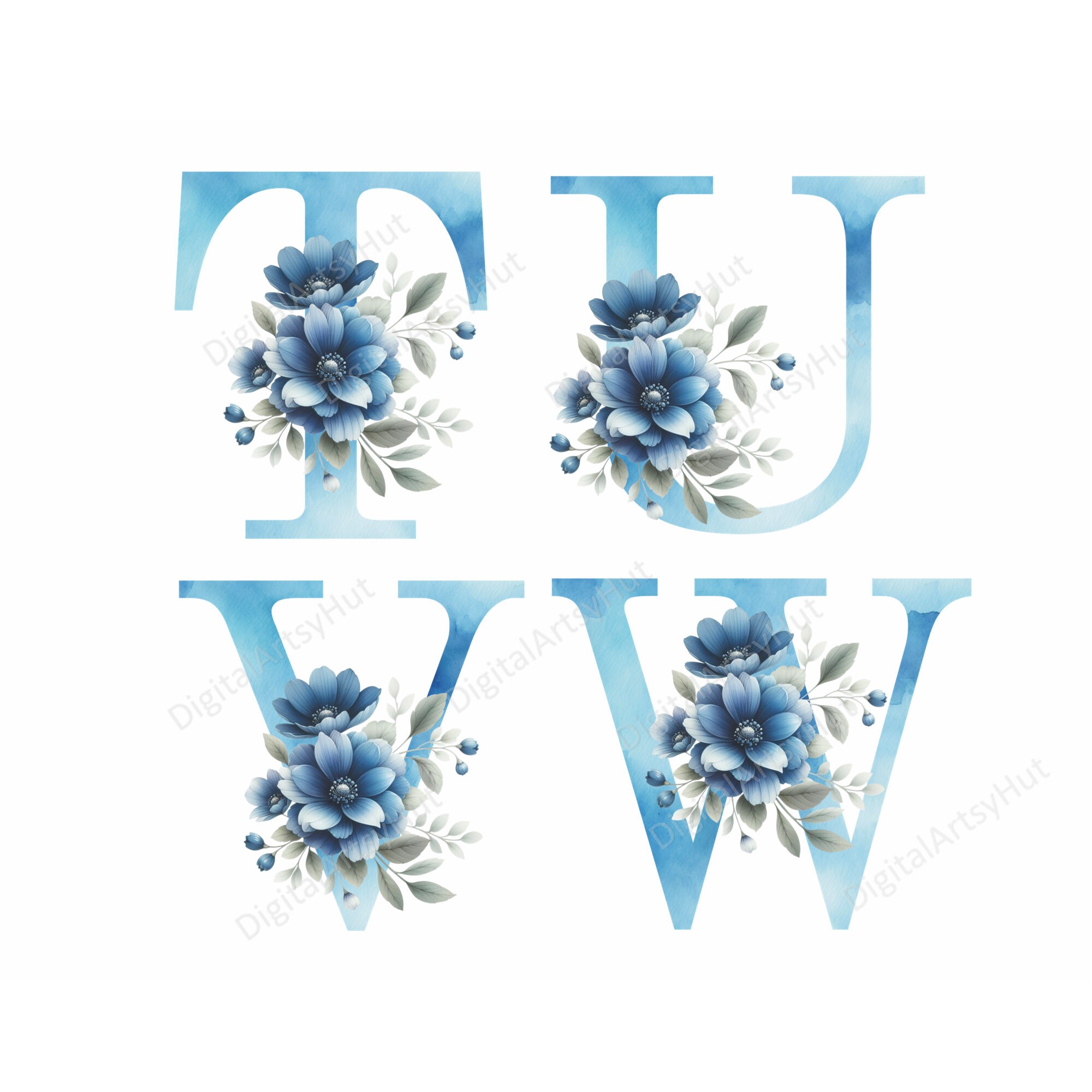 Watercolor Letter Alphabet Clipart Bundle Floral Letters Sublimation ...