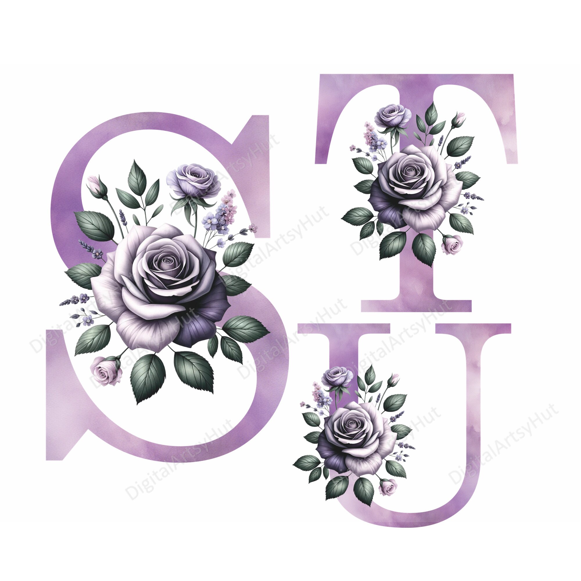 Watercolor Letter Alphabet Bundle Floral Letters Sublimation Letters ...