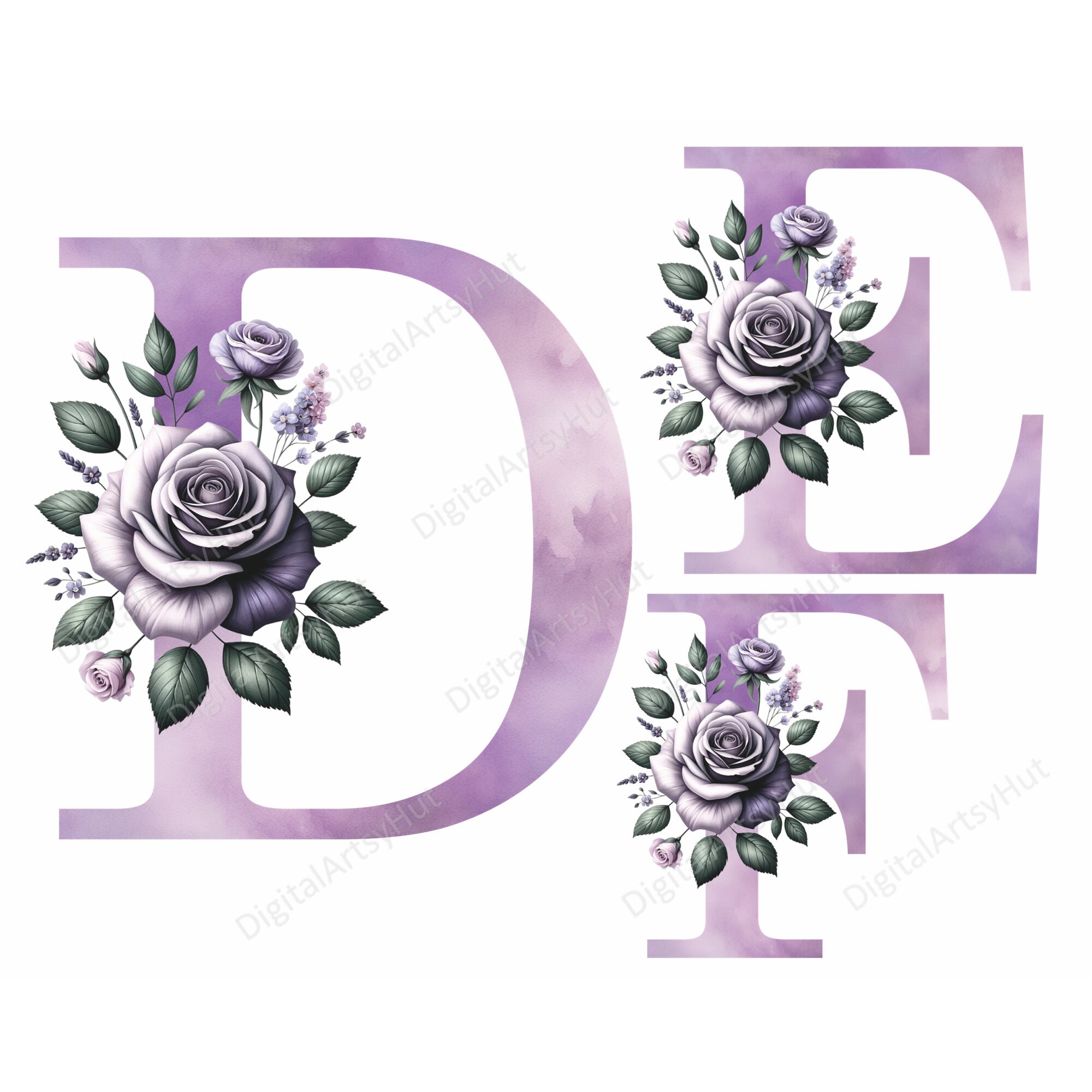 Watercolor Letter Alphabet Bundle Floral Letters Sublimation Letters ...