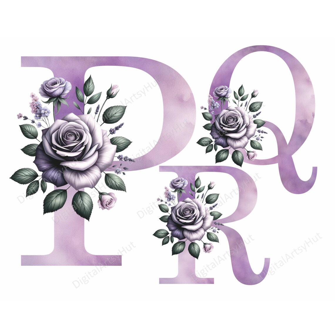 Watercolor Letter Alphabet Bundle Floral Letters Sublimation Letters ...