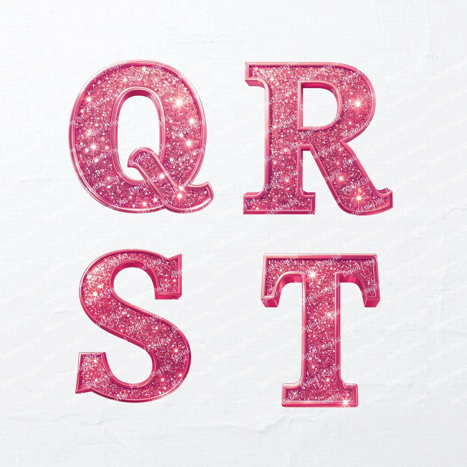 Pink Glitter Alphabet Clipart: PNG Letters for Sublimation (digital ...