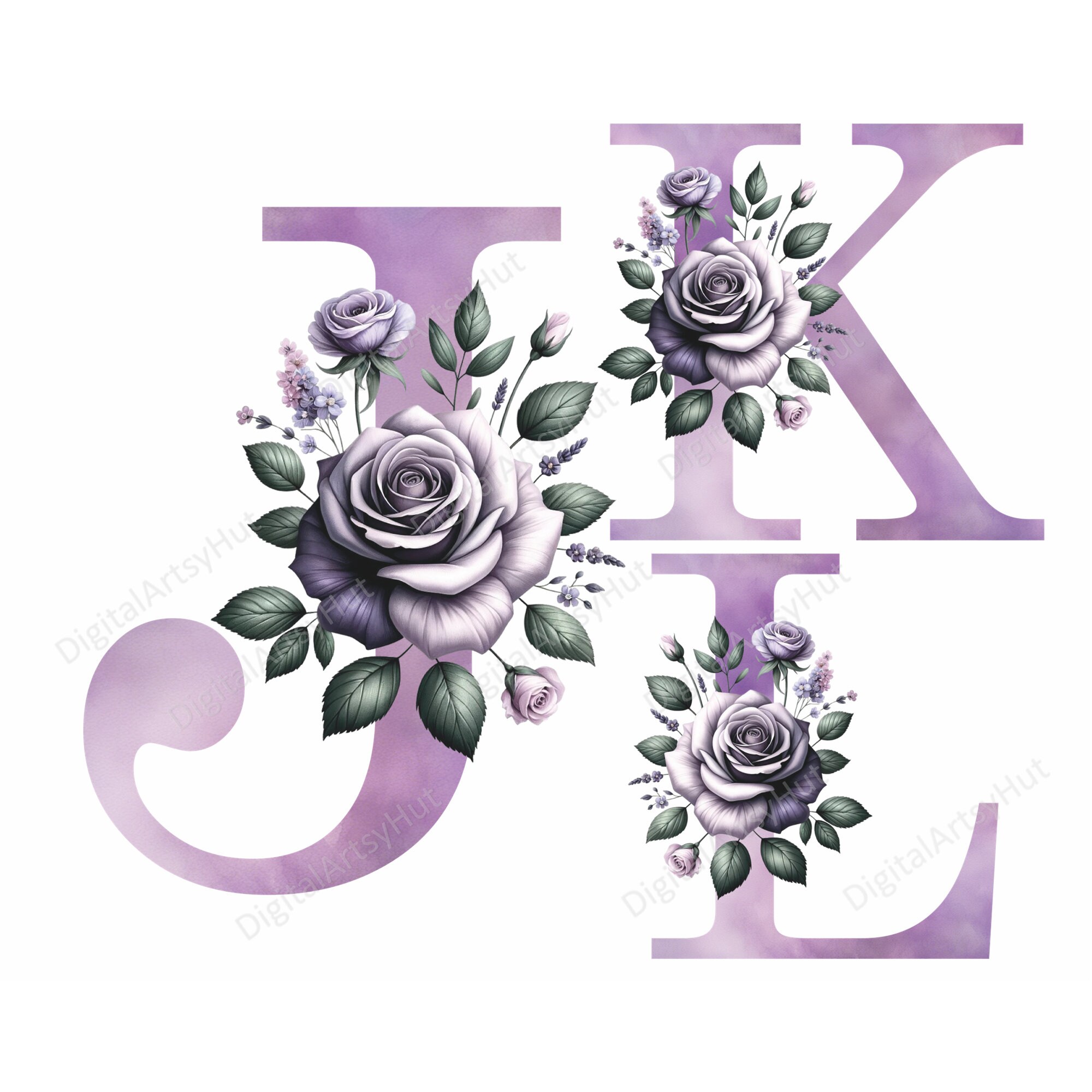 Watercolor Letter Alphabet Bundle Floral Letters Sublimation Letters ...