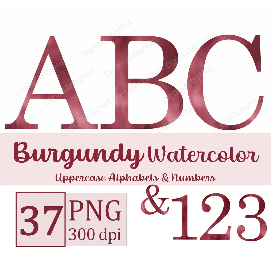 Watercolor Alphabet PNG Letters & Numbers. Sublimation Letters Wedding ...