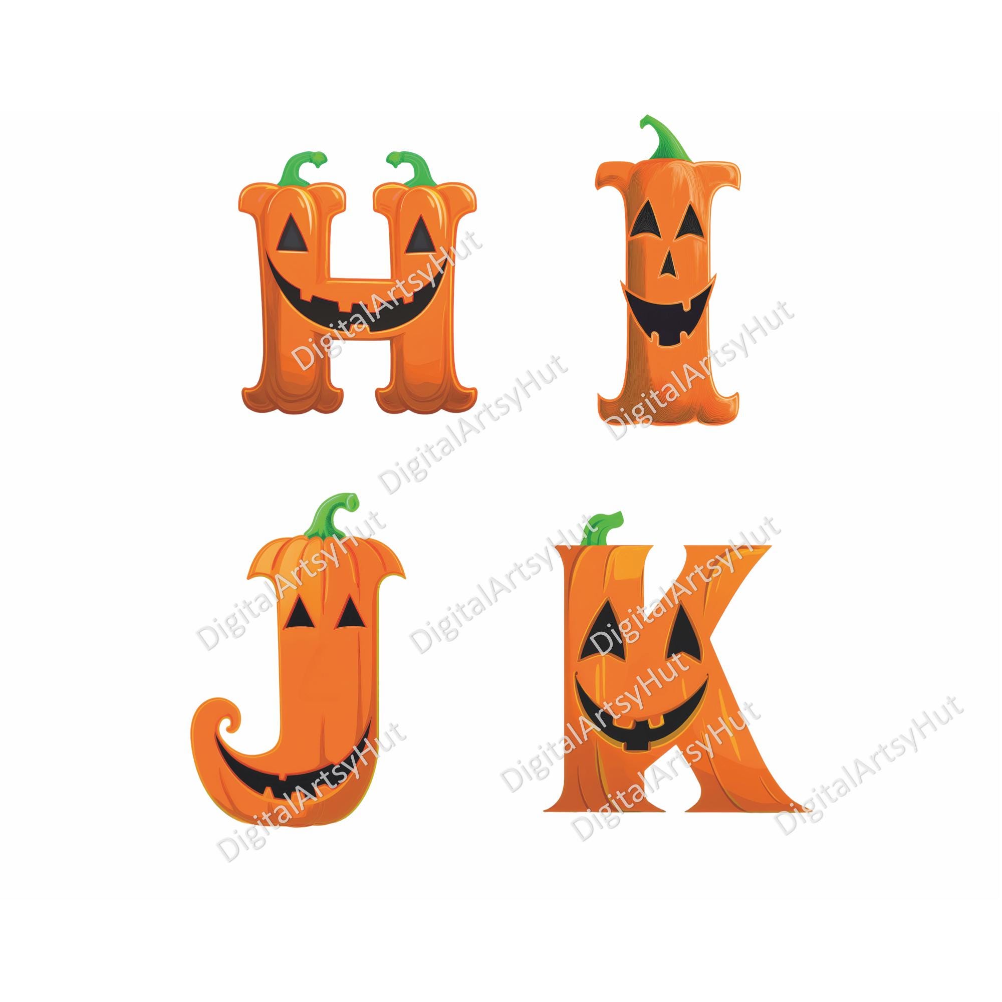 Jack-o'-lantern Alphabet PNG: Carved Halloween Letters (digital ...