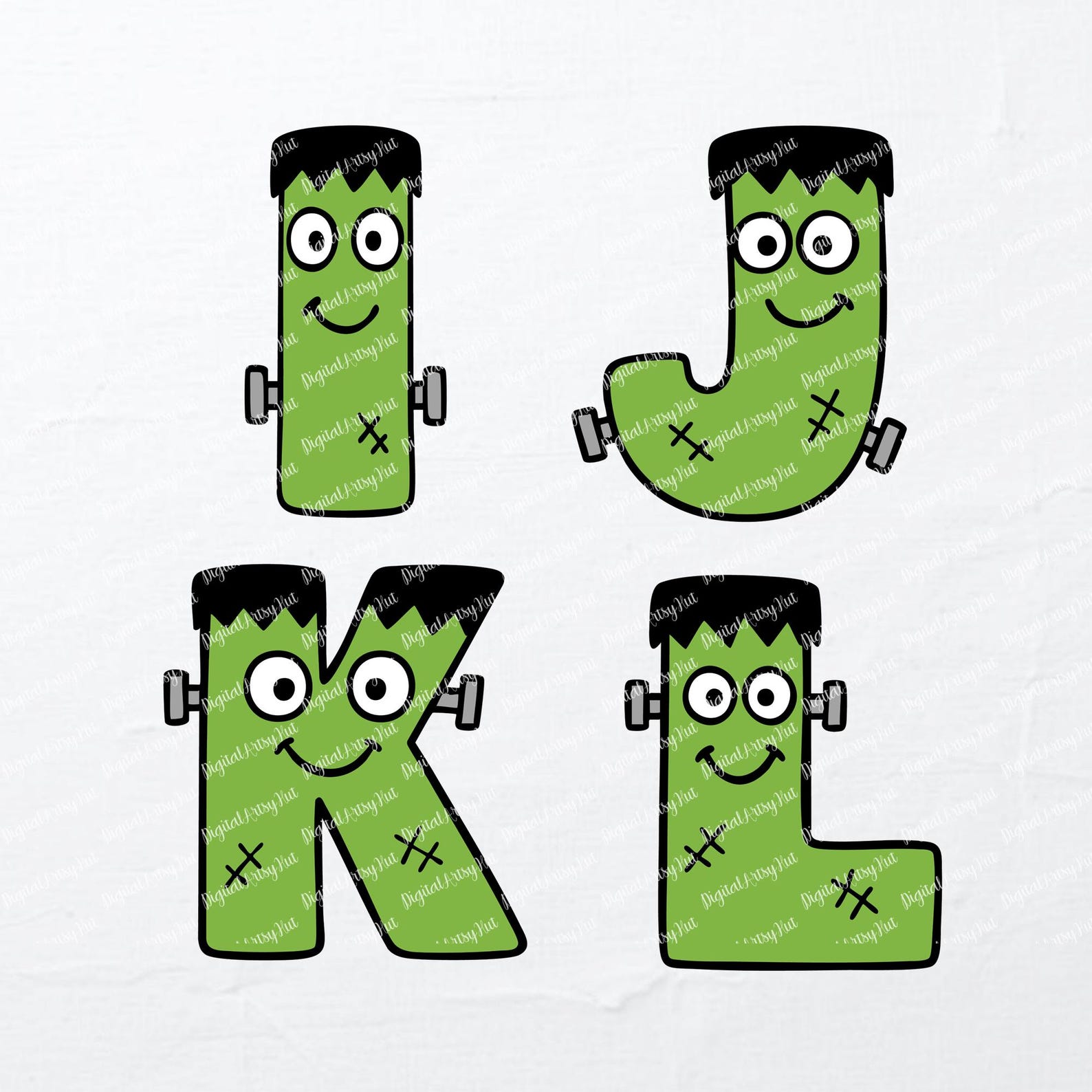 Frankenstein Alphabet PNG: Halloween Monster Letters (instant Download ...