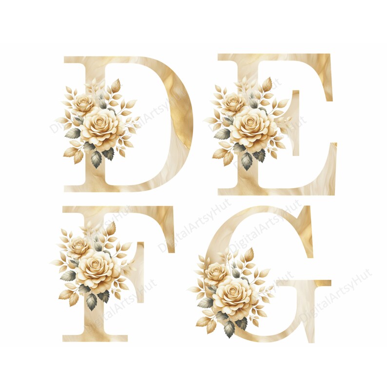 Watercolor Alphabet Letters Bundle Floral Letters Sublimation Letters ...