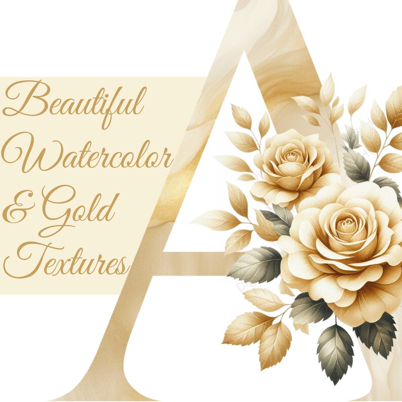 Watercolor Alphabet Letters Bundle Floral Letters Sublimation Letters ...