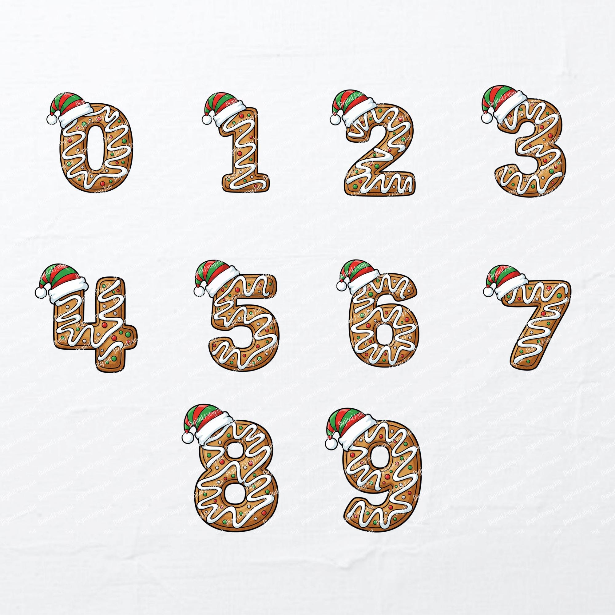 Gingerbread Christmas Numbers PNG 0–9 • Cookie Number Clipart • Cute X ...