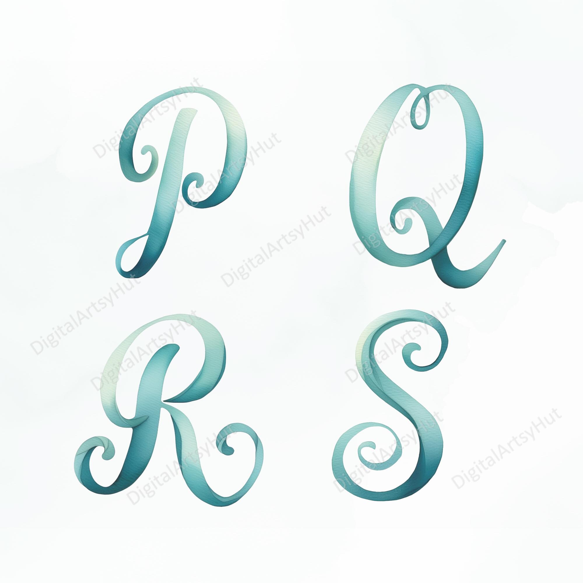 Watercolor Alphabets Clipart Letters & Numbers. Wedding Monograms ...