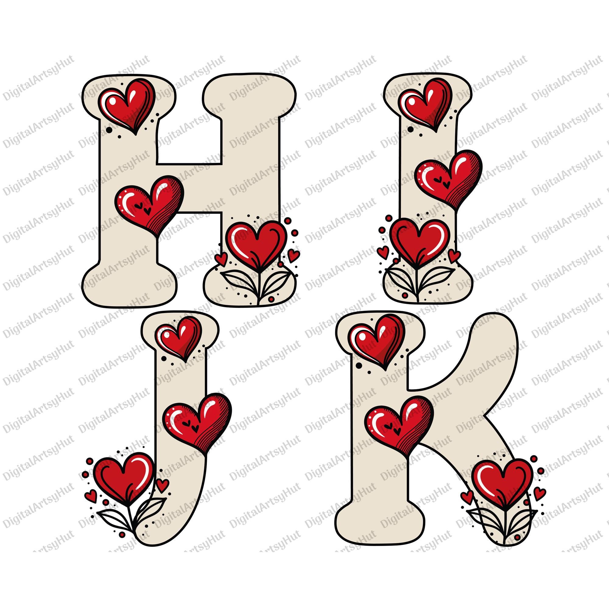 Valentine Alphabets Numbers Bundle. Valentines Heart PNG. Valentine ...
