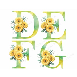 Watercolor Floral Alphabet PNG Bundle: Decorative Letters (digital ...