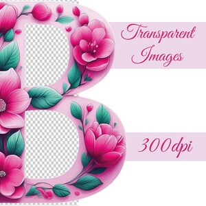 Floral Alphabet PNG Bundle. Watercolor Pink Floral Letters Decorative ...