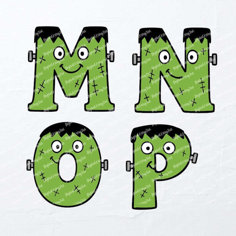 Frankenstein Alphabet PNG: Halloween Monster Letters (instant Download ...