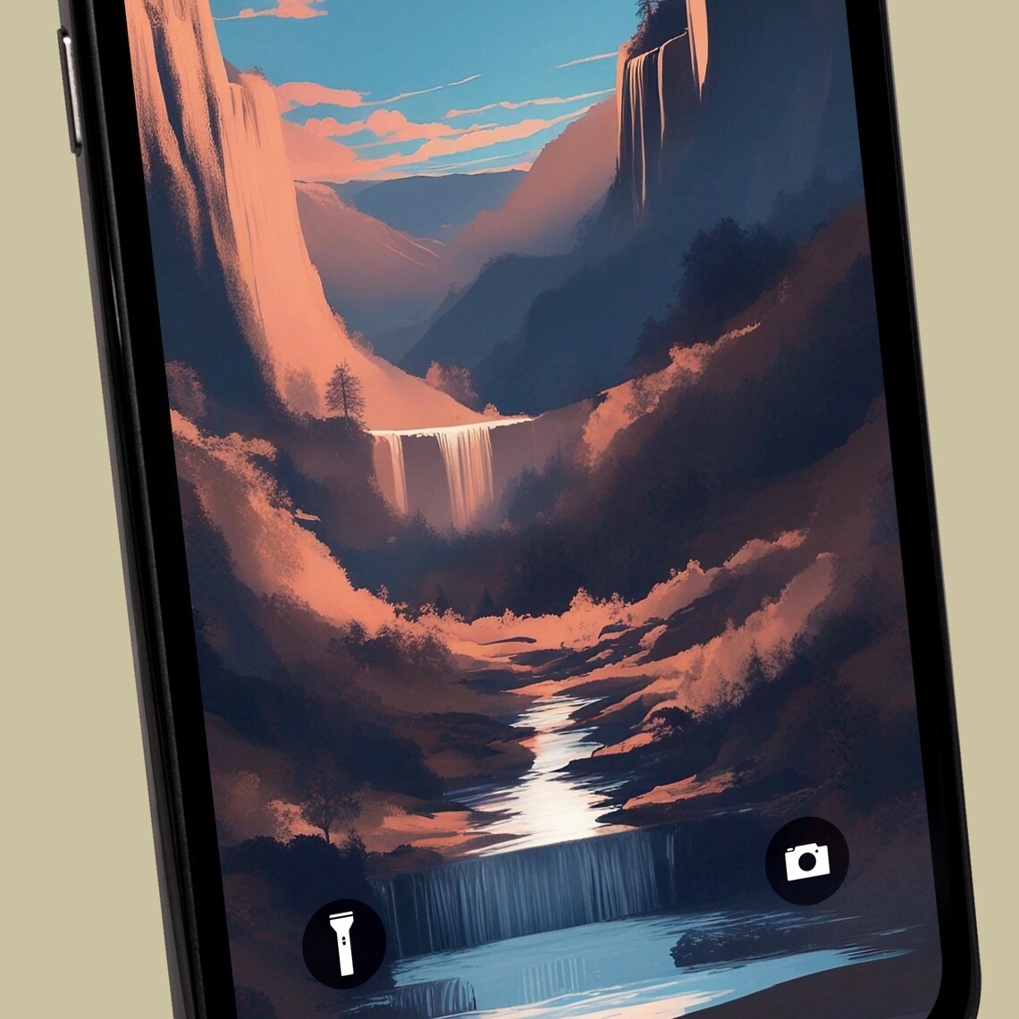 Waterfall Landscape Phone Wallpaper: Serene Mobile Background (digital ...