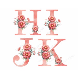 Watercolor Letter Alphabet Bundle Floral Letters Decorative Letters ...