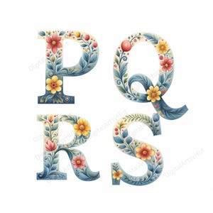 Floral Alphabet PNG Bundle. Watercolor Floral Letters Decorative ...