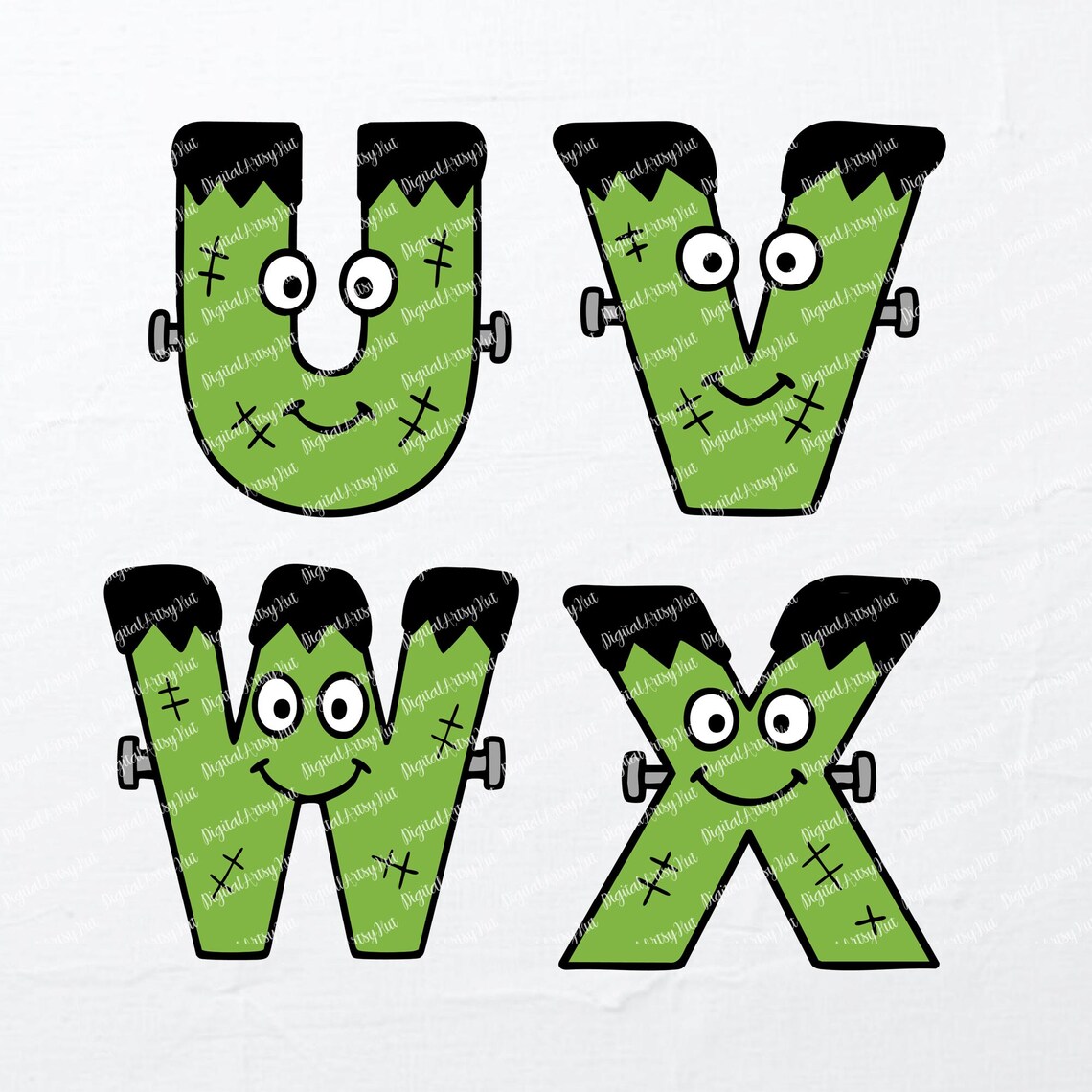 Frankenstein Alphabet PNG: Halloween Monster Letters (instant Download ...