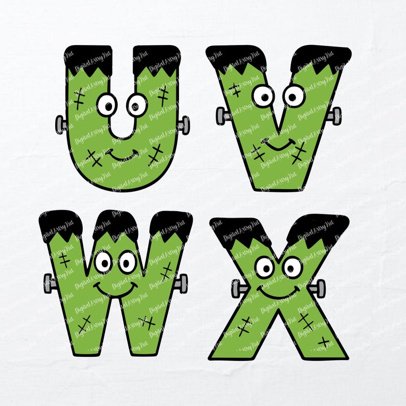 Frankenstein Alphabet PNG: Halloween Monster Letters (instant Download ...