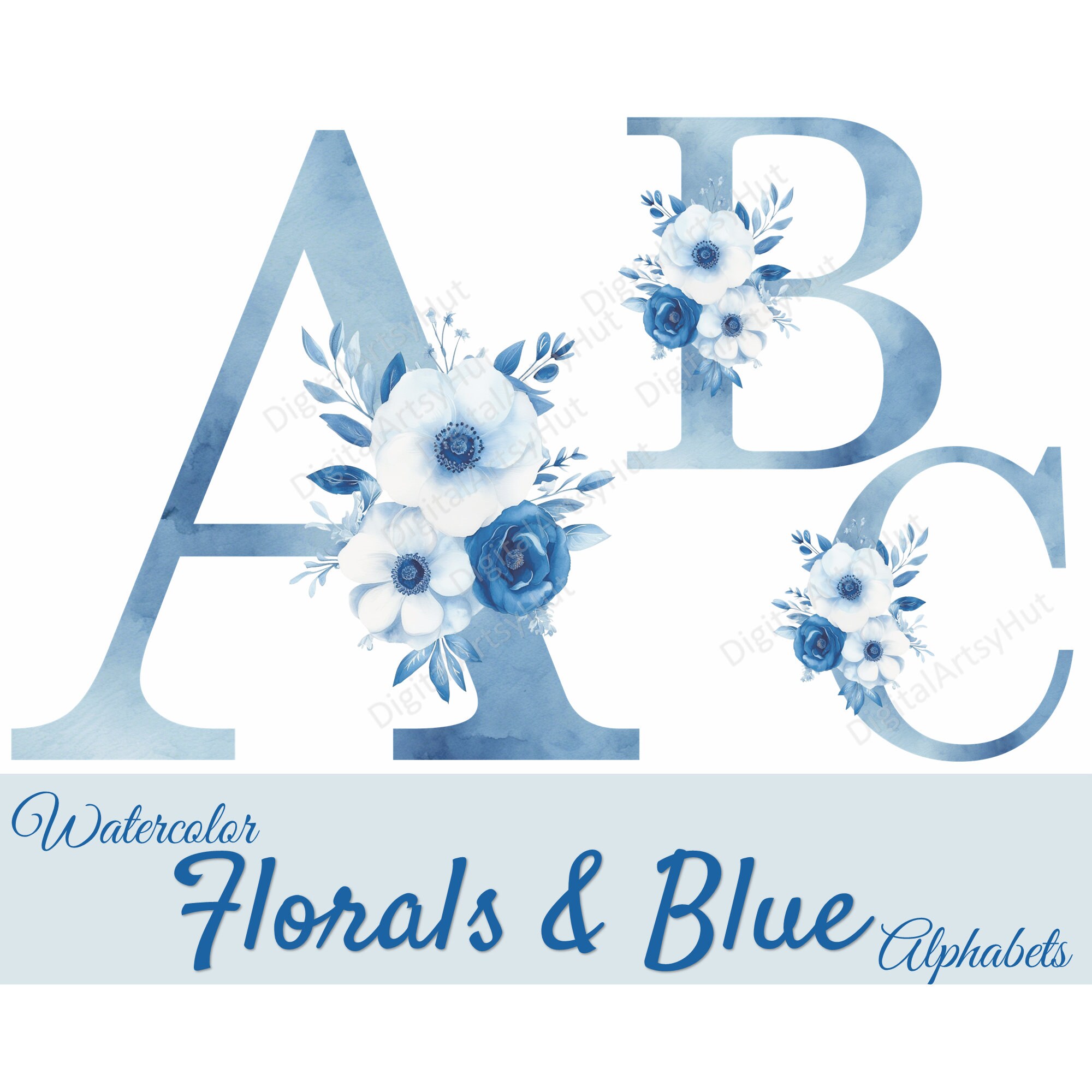 Floral Alphabet PNG Bundle. Watercolor Floral Letters Decorative ...