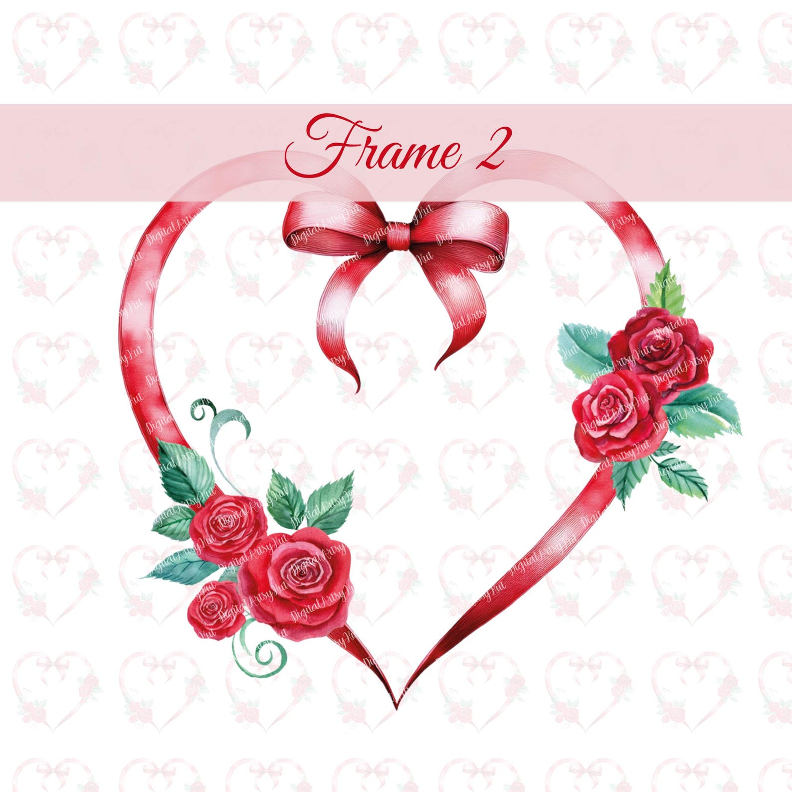 Floral Heart Clipart Flower Frame Border PNG - Valentine Heart Frames ...