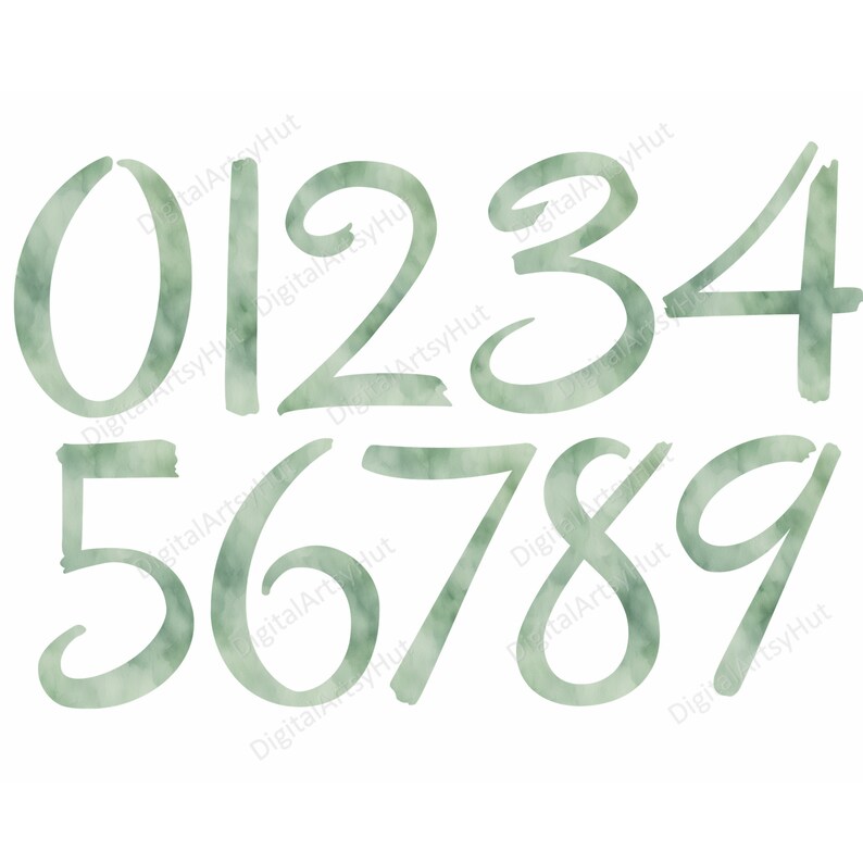 Watercolor Green Alphabet Clipart: Wedding Monogram Letters (digital ...
