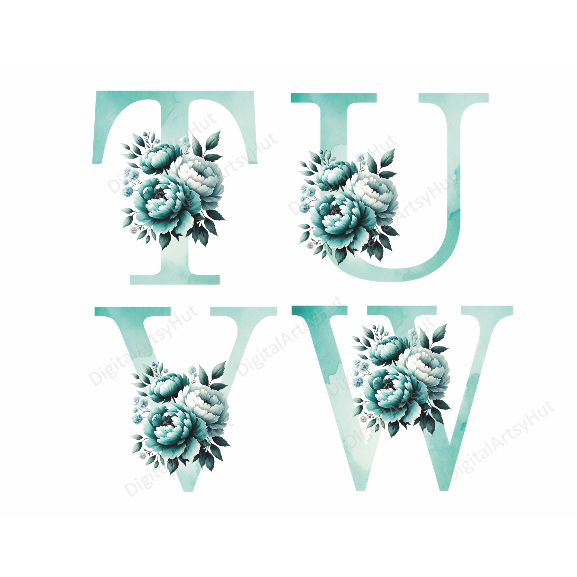 Watercolor Alphabet Letters Bundle Floral Letters Sublimation Letters ...