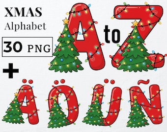 X-mas Numbers PNG Christmas Lights Tree Number Clipart Advent 1–24 ...