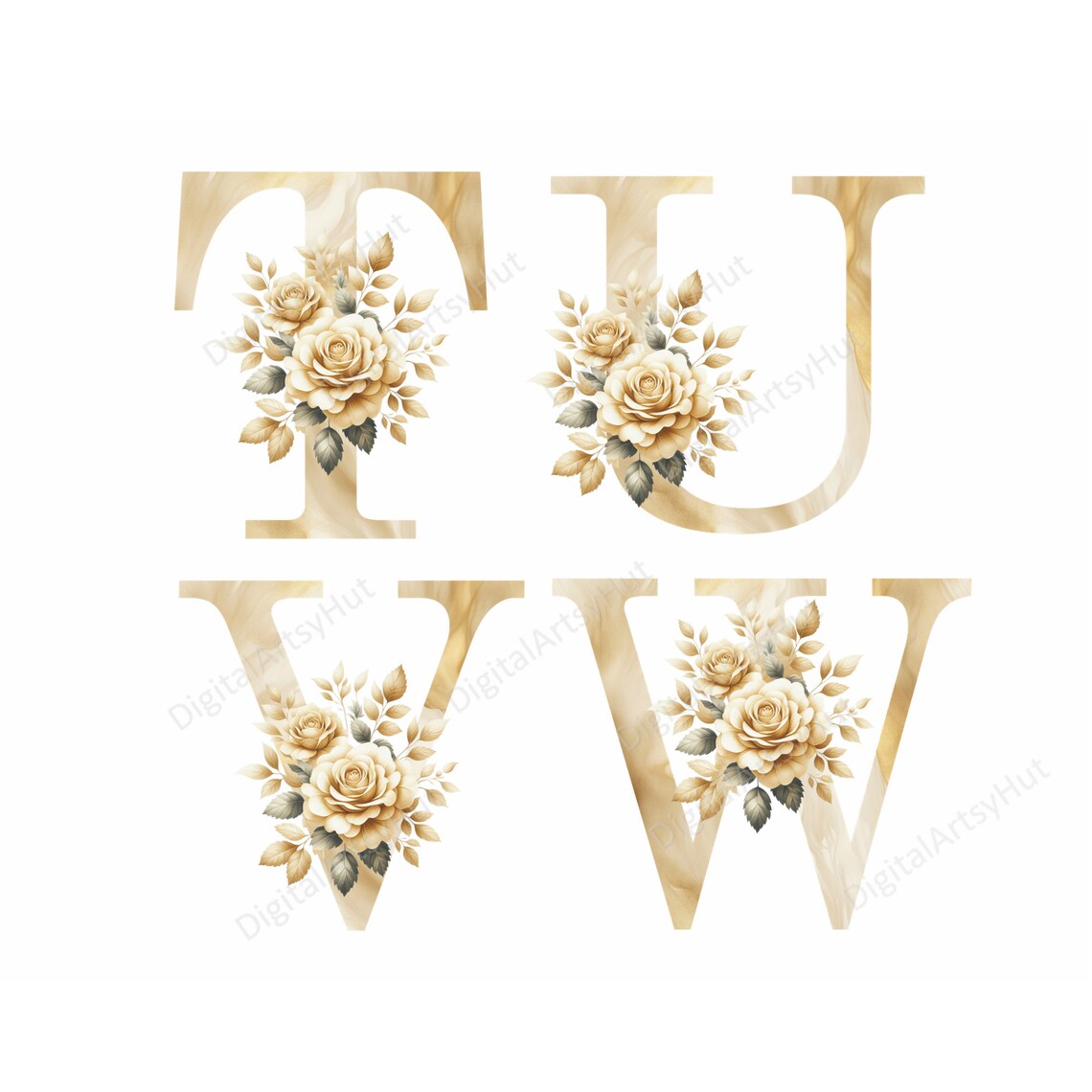 Watercolor Alphabet Letters Bundle Floral Letters Sublimation Letters ...