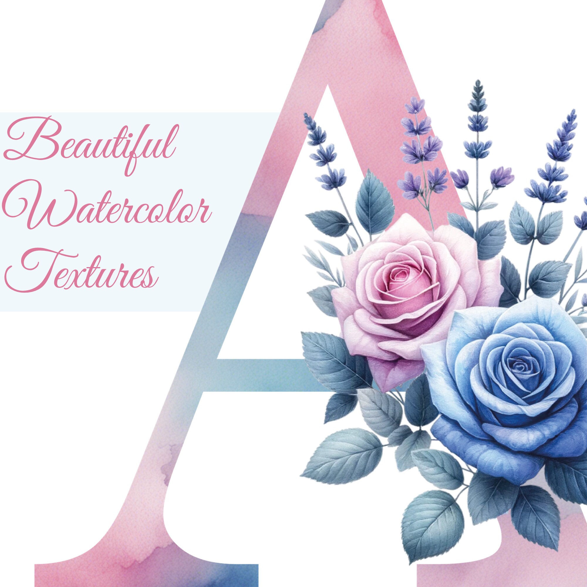 Watercolor Alphabet PNG Bundle Floral Letters Decorative Letters ...