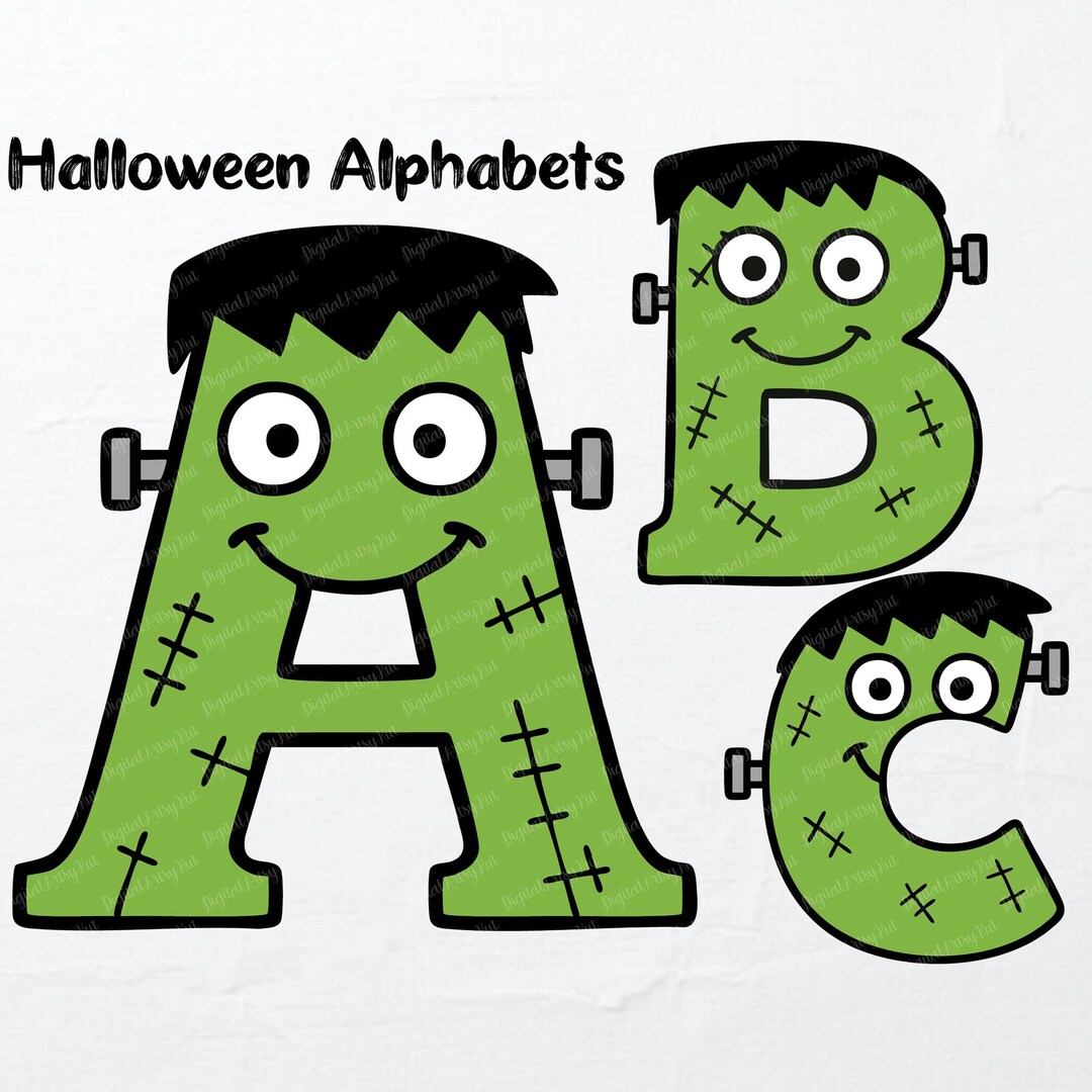 Frankenstein Alphabet PNG: Halloween Monster Letters (instant Download ...