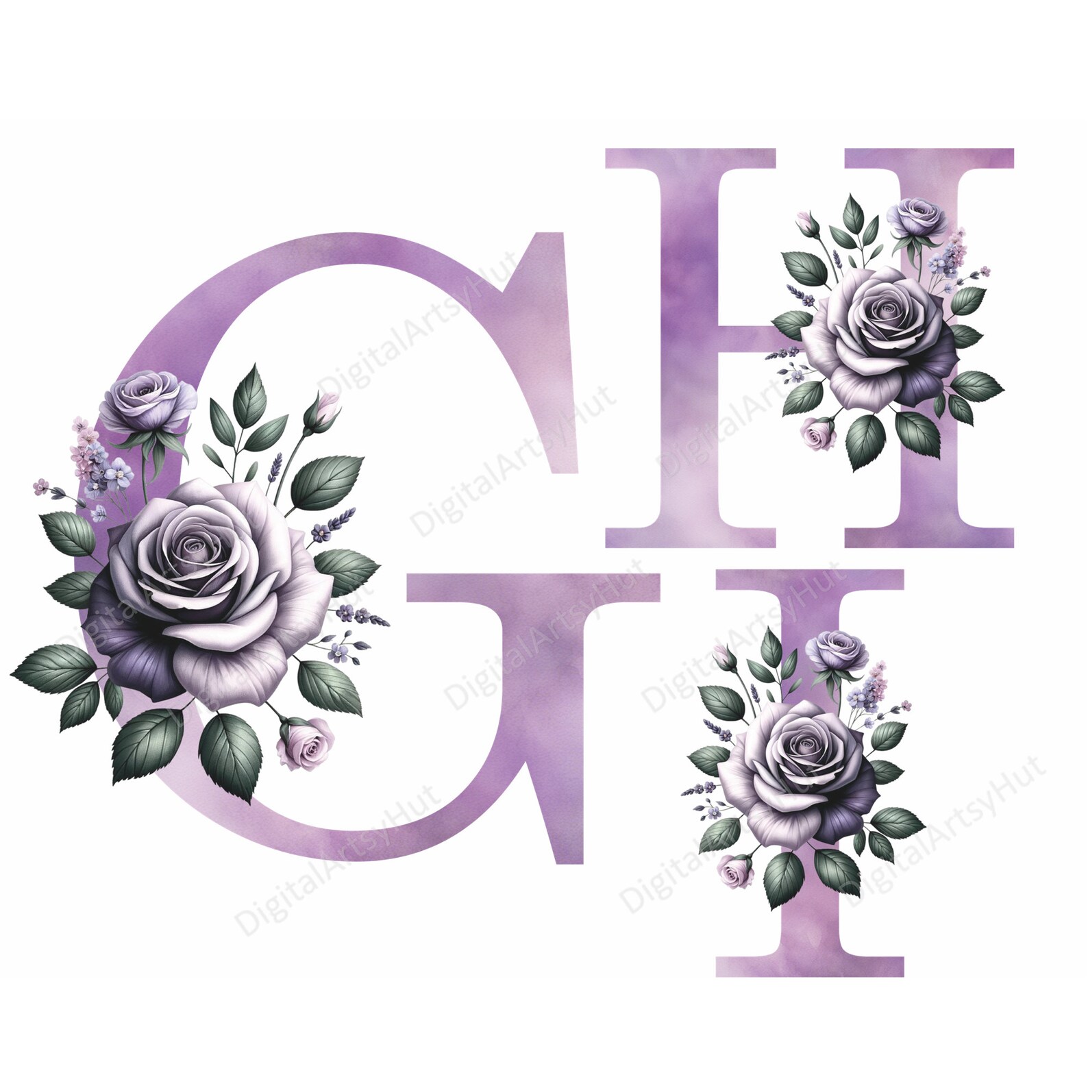 Watercolor Letter Alphabet Bundle Floral Letters Sublimation Letters ...