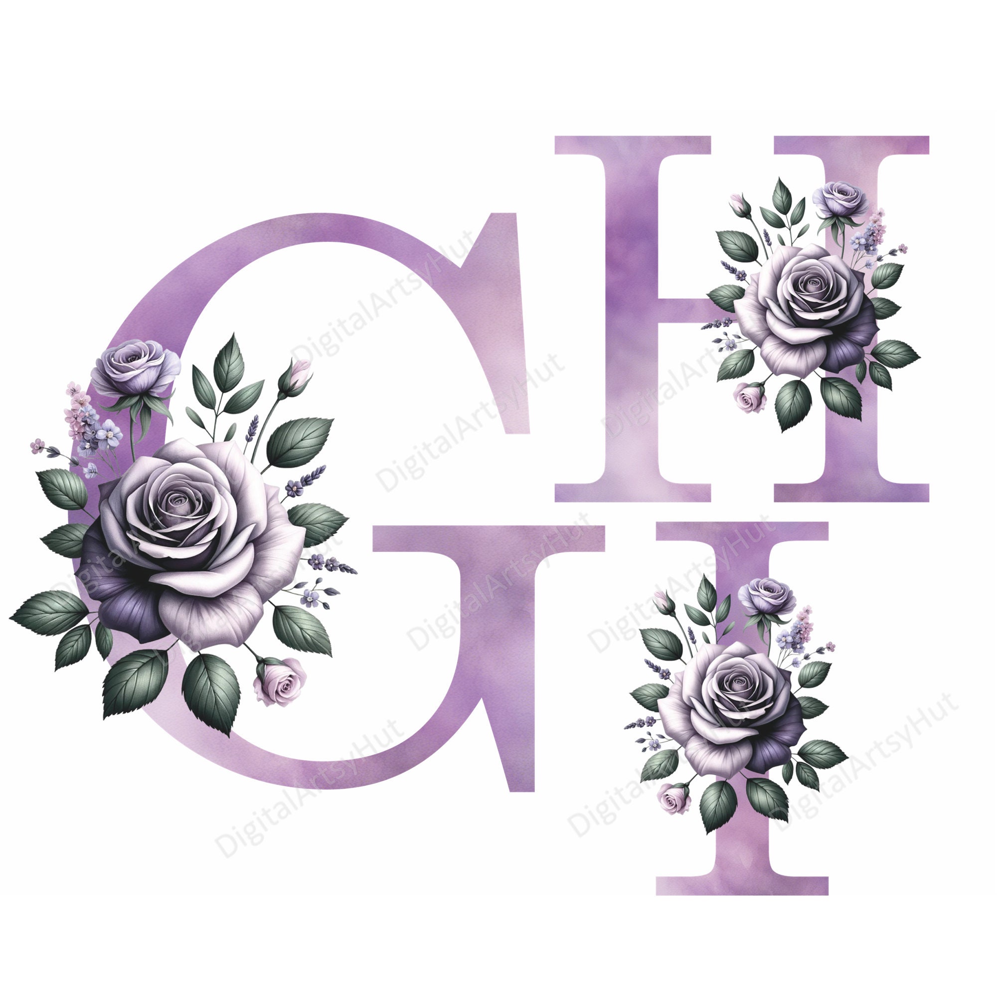 Watercolor Letter Alphabet Bundle Floral Letters Sublimation Letters ...