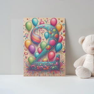 Second Birthday Number 2 Card Clipart Instant Download. Printable Card ...