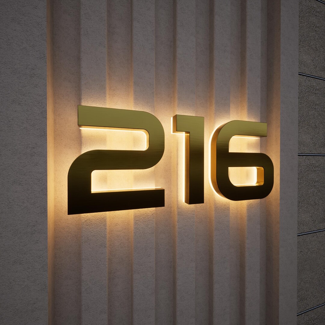 LED Backlit House Numbers, Illuminated Modern Address Plaque ...