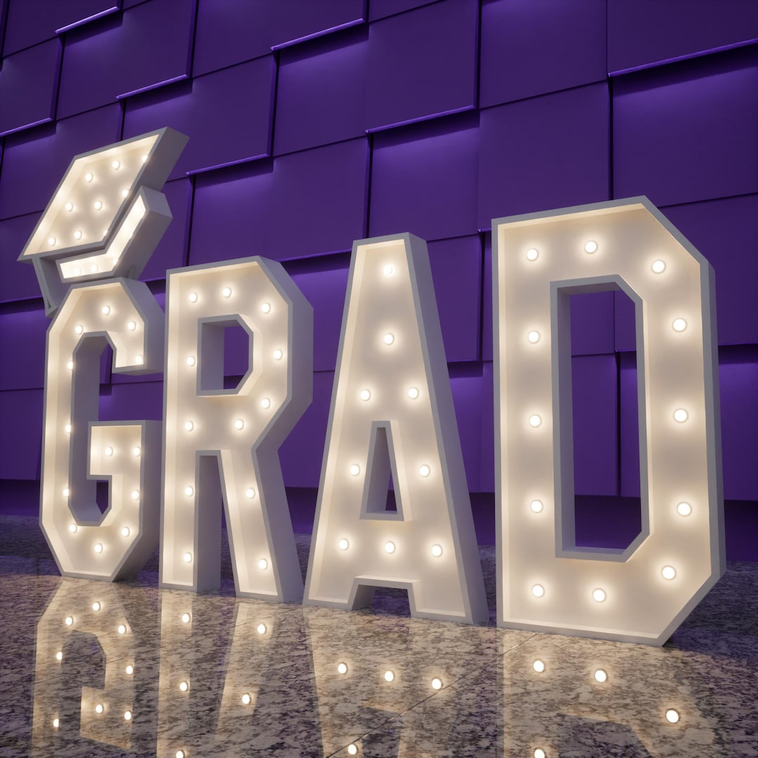GRAD LED Light up Letters-4ft Graduation Sign, Photo Backdrop Decor ...