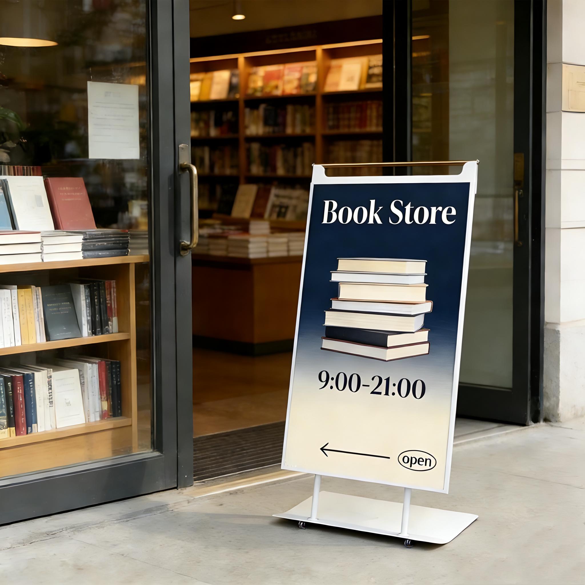 Custom Metal Sidewalk Sign | Movable PVC Advertising Board With Wheels ...