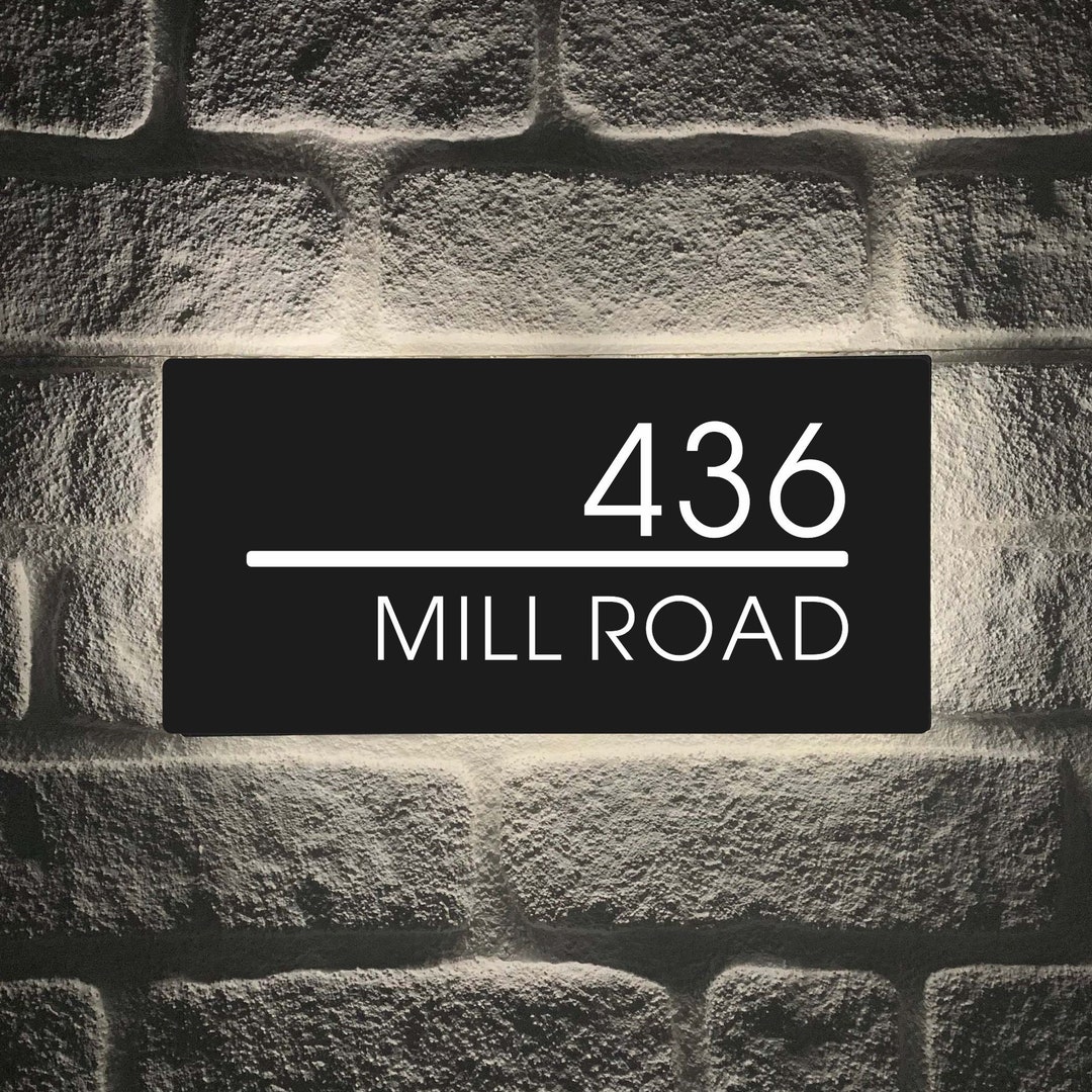 Metal & Acrylic LED House Number Sign | Custom Address Number | Light ...