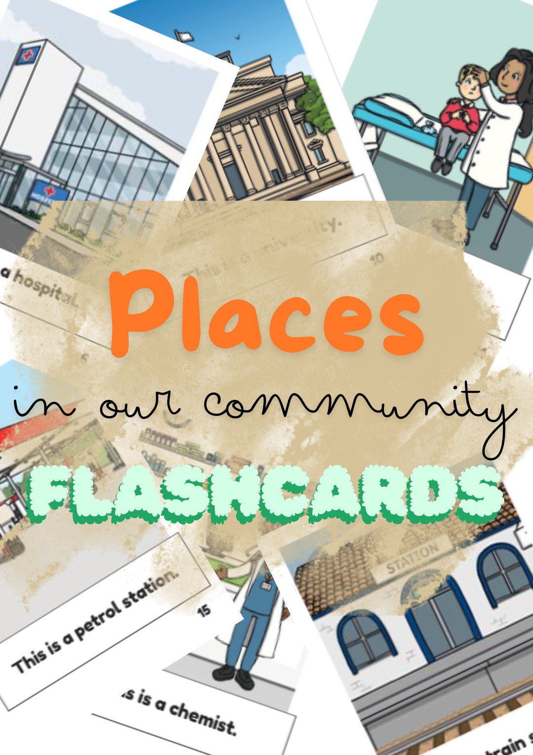 Places in Our Community Flashcards 24 Cards Digital File PDF - Etsy