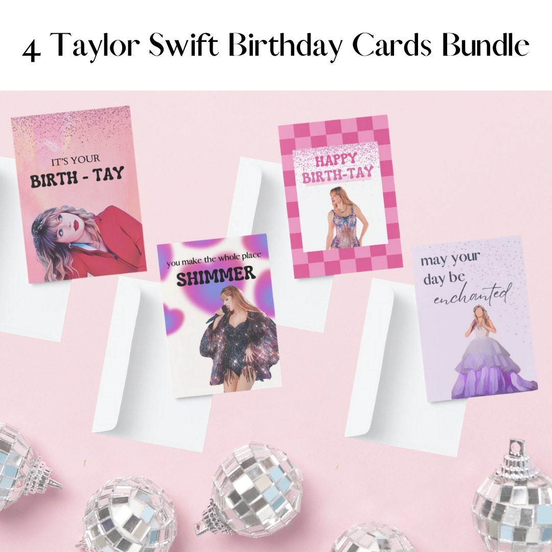 BUNDLE Happy Birthday Taylor Swift Card Pink, Printable Greeting Card ...